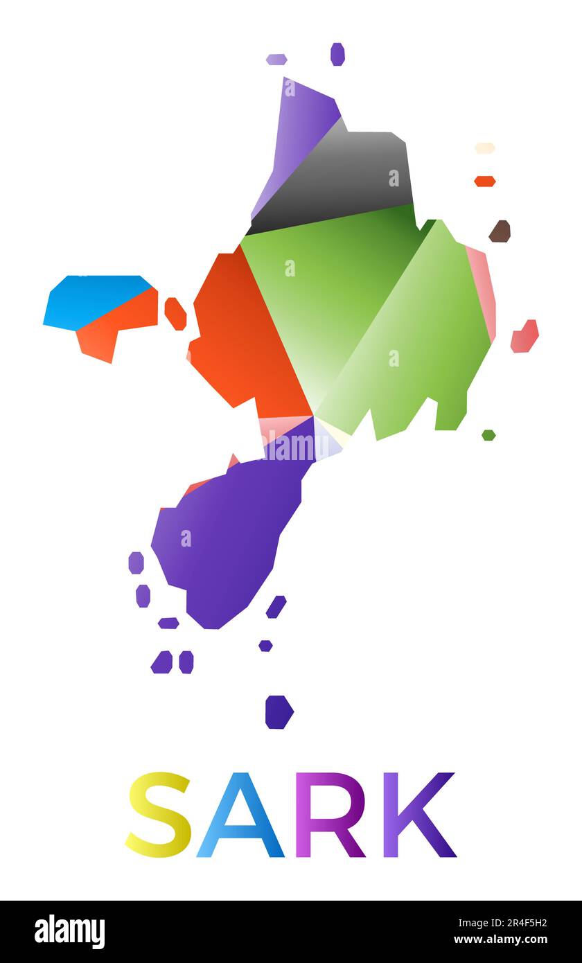 Bright colored Sark shape. Multicolor geometric style island logo ...