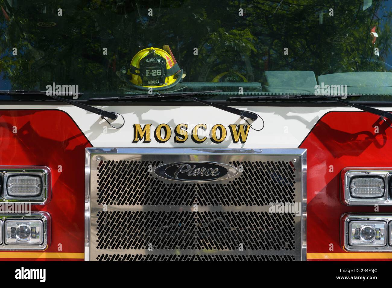 Moscow, ID, USA - May 23, 2023; Close up of front of Moscow Idaho fire ...