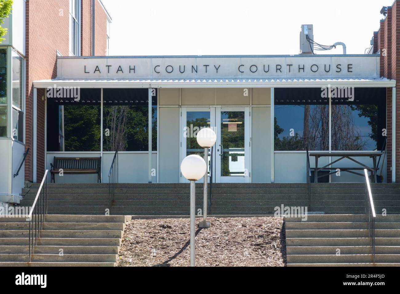 Moscow, ID, USA - May 23, 2023; Entrance steps to Latah County ... Moscow, ID, USA - May 23, 2023; Entrance steps to Latah County ...