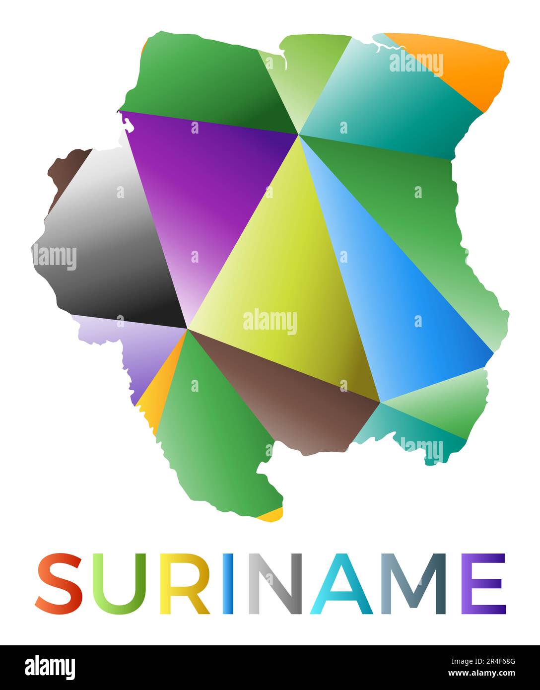 Bright colored Suriname shape. Multicolor geometric style country logo ...