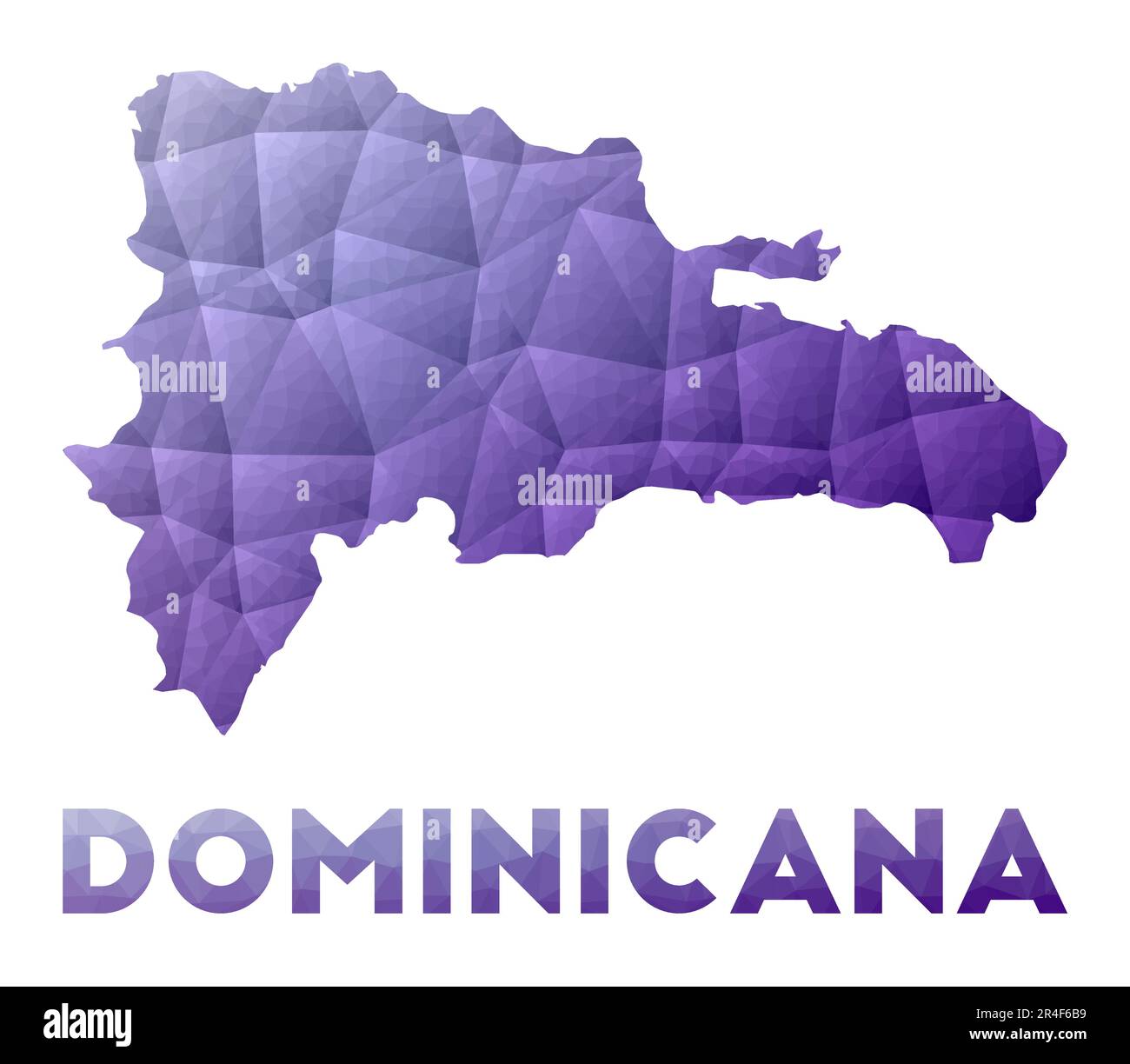 Map of Dominicana. Low poly illustration of the country. Purple geometric design. Polygonal ...