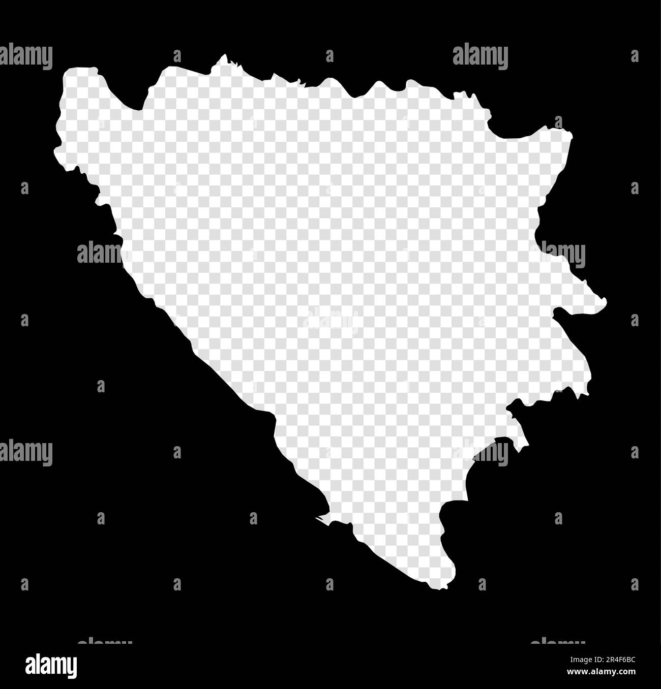 Stencil map of Bosnia. Simple and minimal transparent map of Bosnia. Black rectangle with cut ...