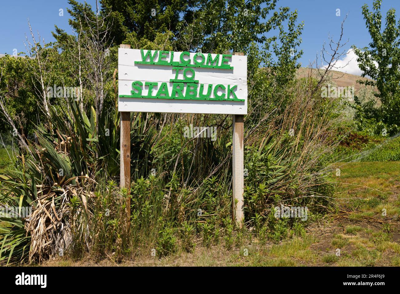 Starbuck, WA, USA - May 25, 2023; Welcome to Starbuck sign for the ...