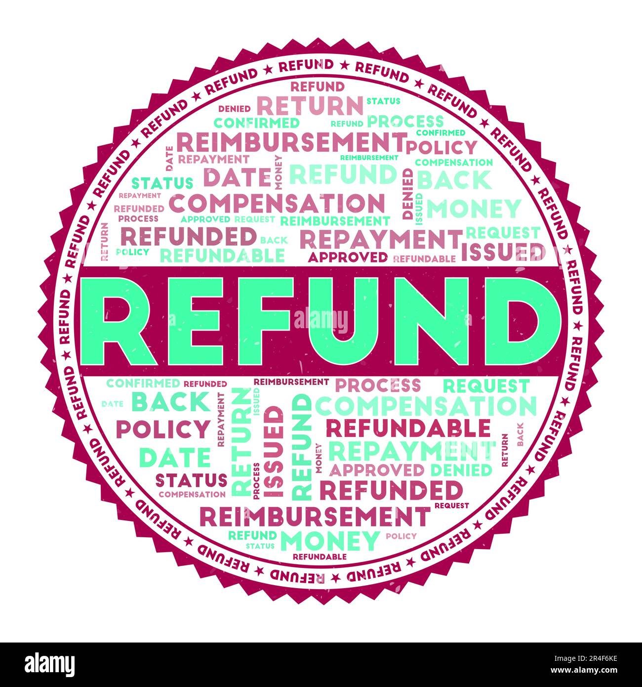 REFUND word image. Refund concept with word clouds and round text. Nice ...