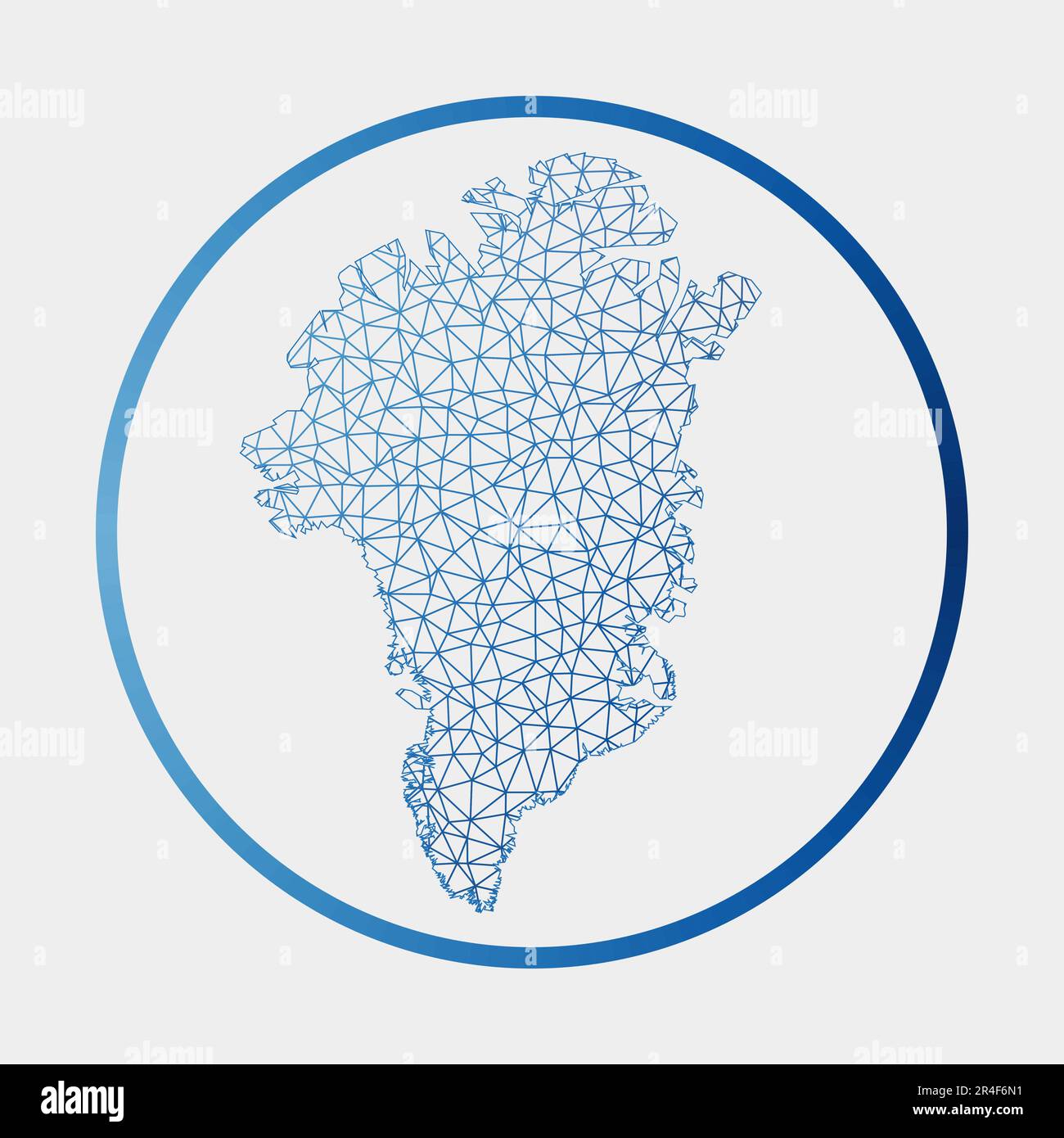 Greenland icon. Network map of the country. Round Greenland sign with ...