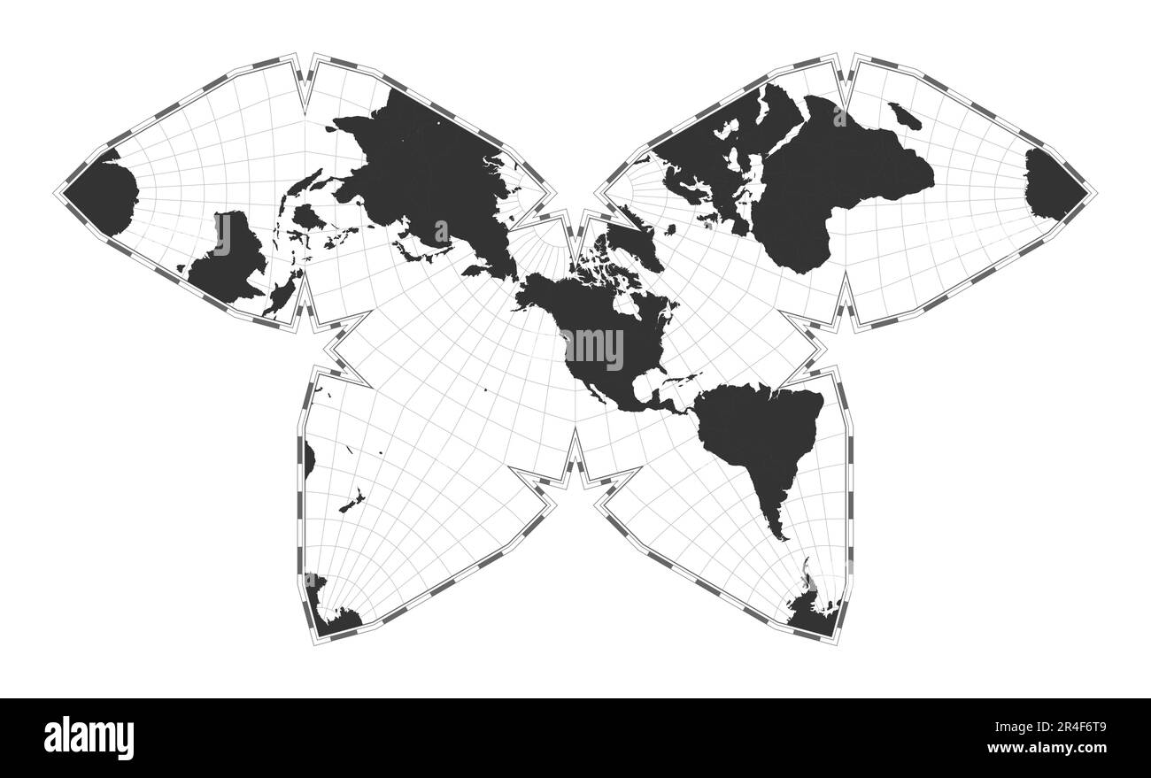 Vector world map. Steve Waterman's butterfly projection. Plain world ...