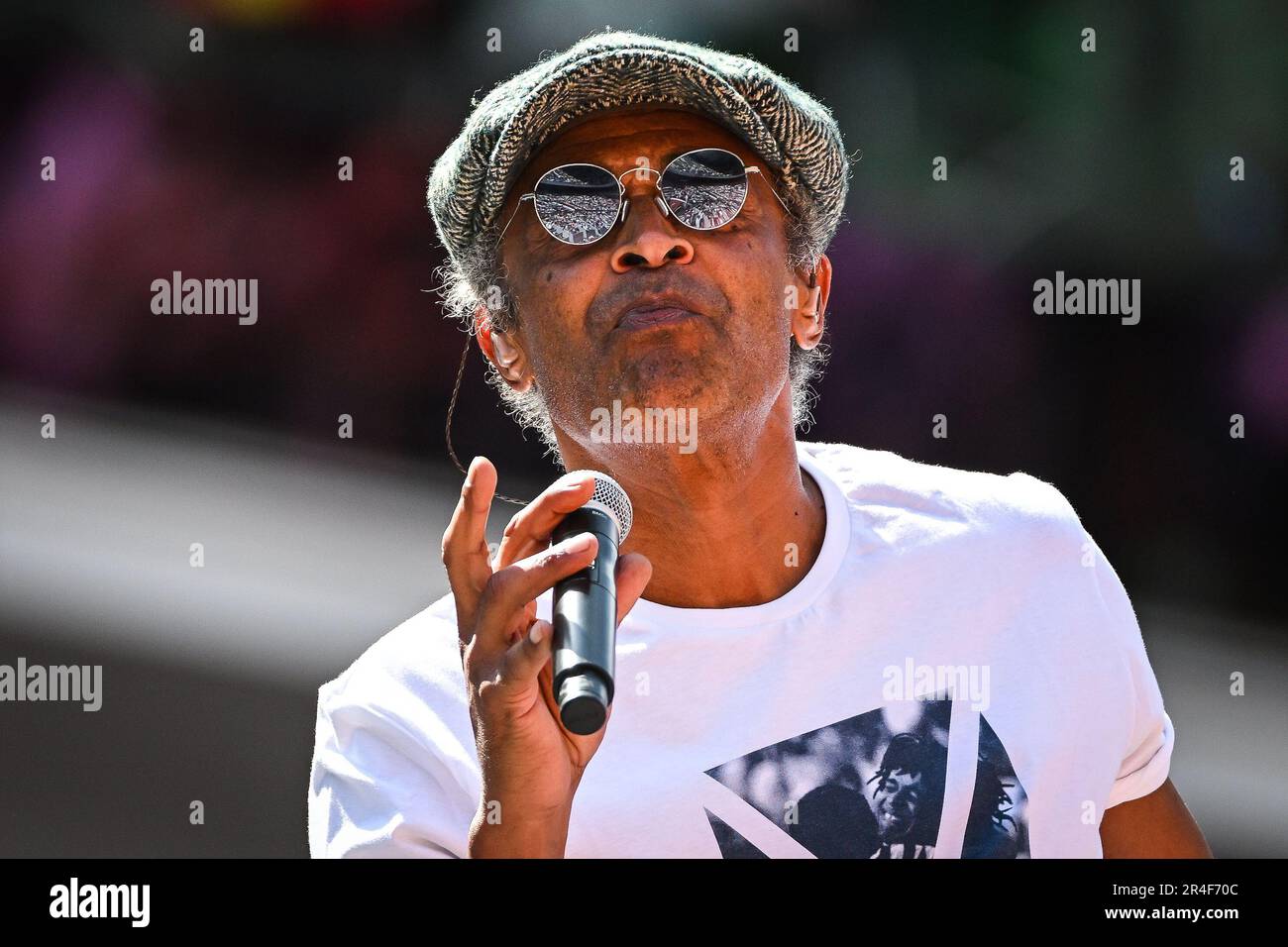 French singer and former tennis player Yannick NOAH performs on stage ...
