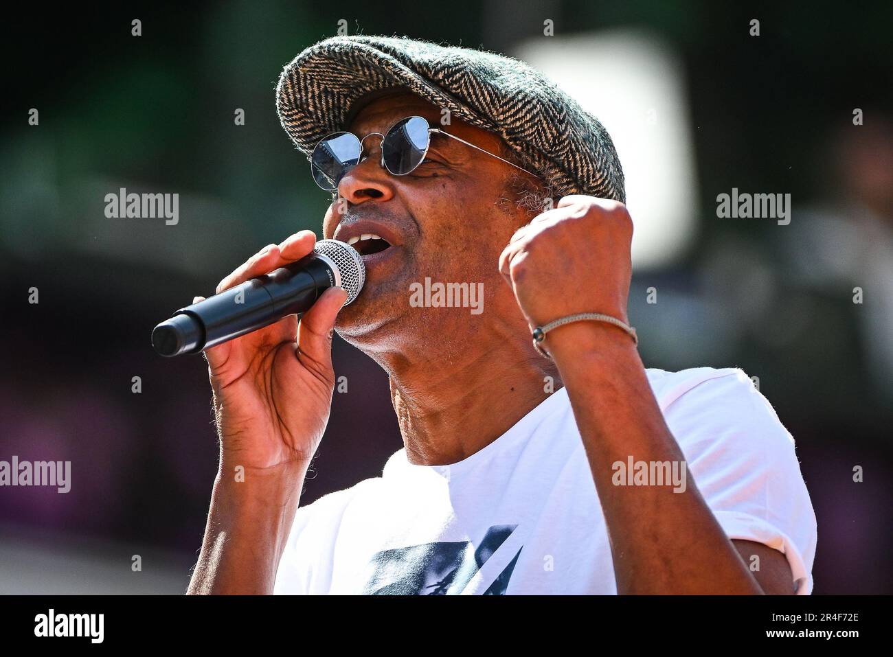 French singer and former tennis player Yannick NOAH performs on stage ...
