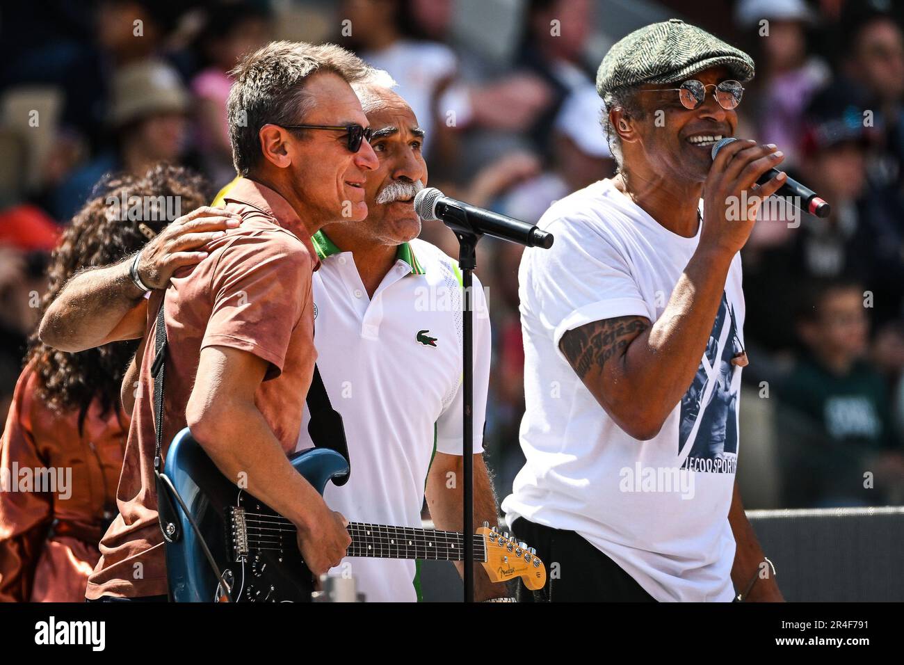 French singer and former tennis player Yannick NOAH with former Swedish ...