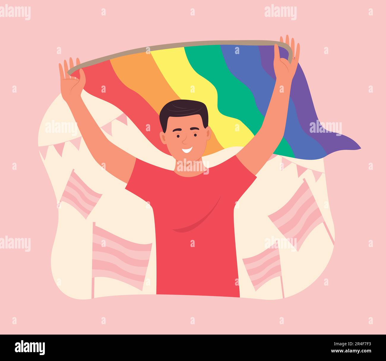 Happy Gay Man Holding LGBT Rainbow Flag for Gay Pride Celebration ...