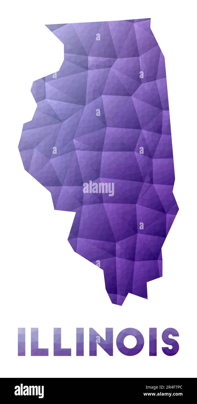 Map of Illinois. Low poly illustration of the US state. Purple ...