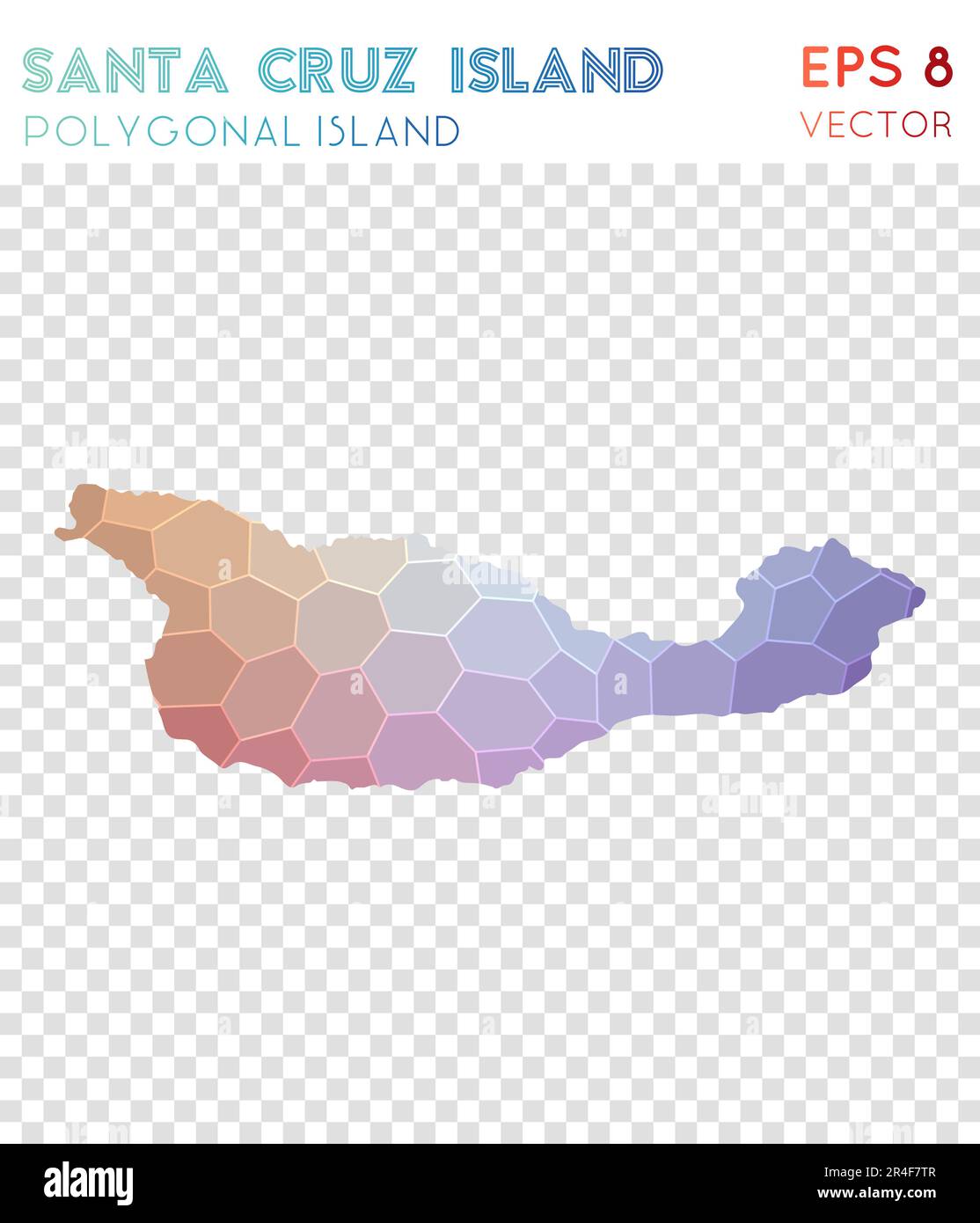 Santa Cruz Island polygonal map, mosaic style island. Lovely low poly ...