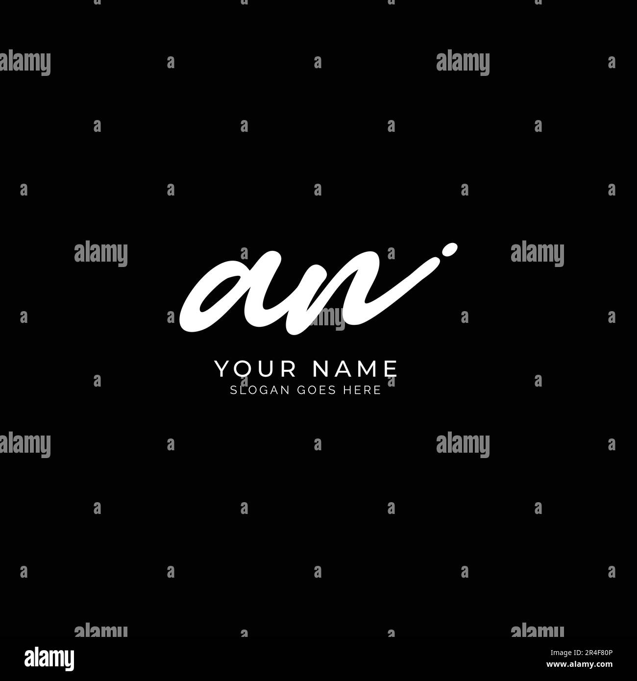 A, N, AN Initial letter handwritten and signature vector image logo ...