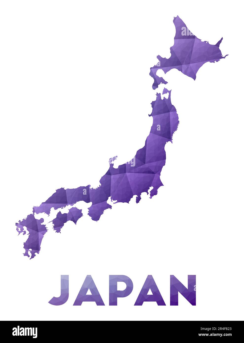 Map of Japan. Low poly illustration of the country. Purple geometric design. Polygonal vector ...
