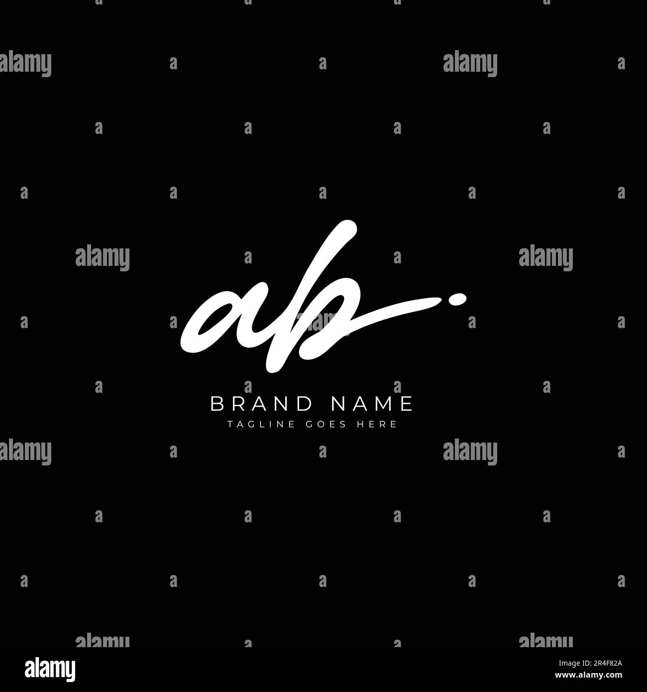 A, B, AB Initial letter handwritten and signature vector image logo ...