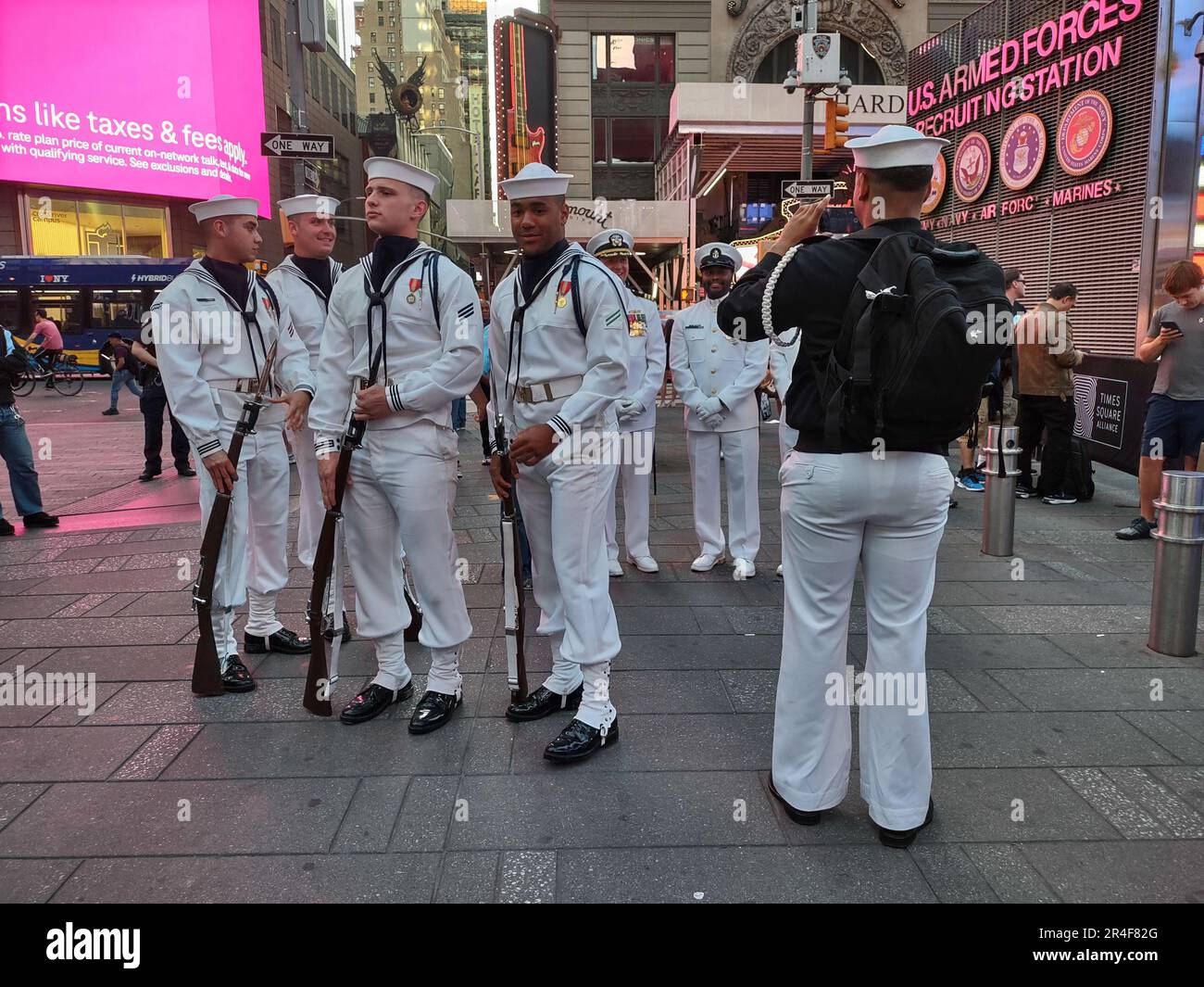 Times Square, New York, USA. May 26, 2023. The US Navy Band performs ...