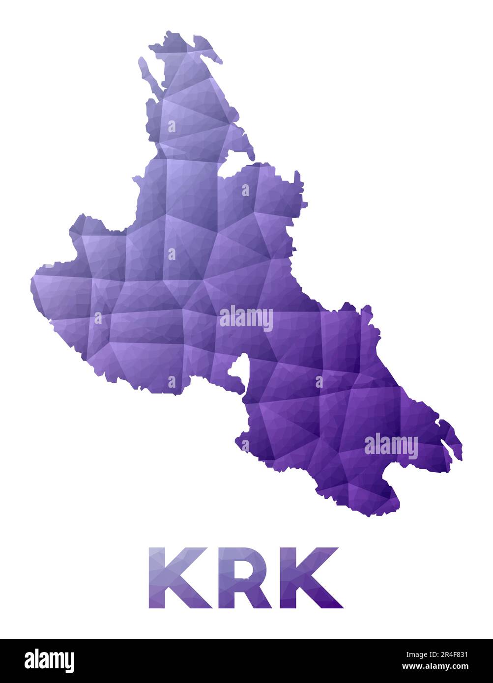 Map of Krk. Low poly illustration of the island. Purple geometric ...