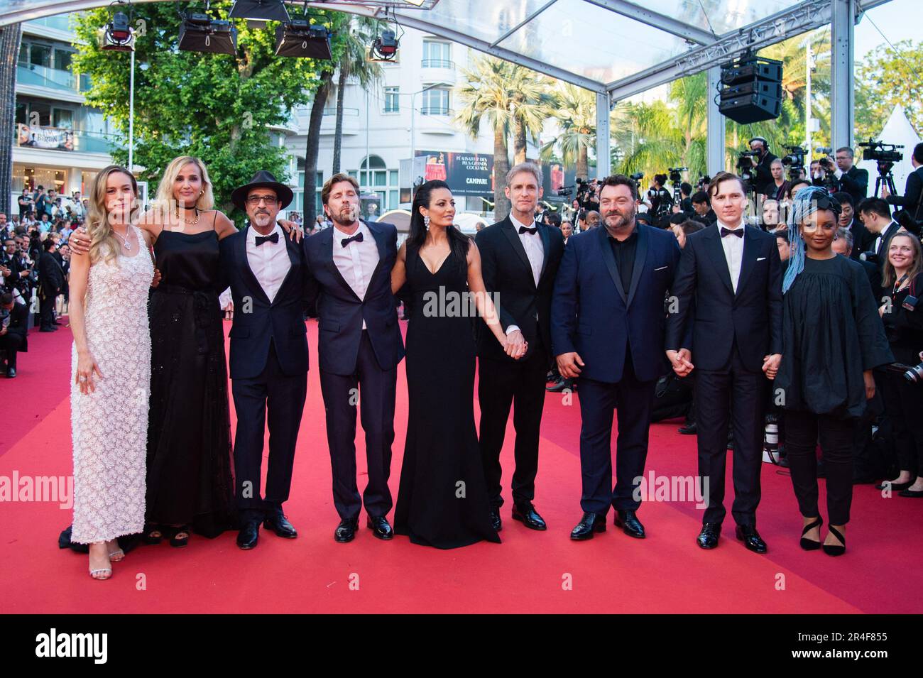 Cannes, France. 27th May, 2023. Jury members Paul Dano, Denis Menochet, Damian Szifron, Rungano ...