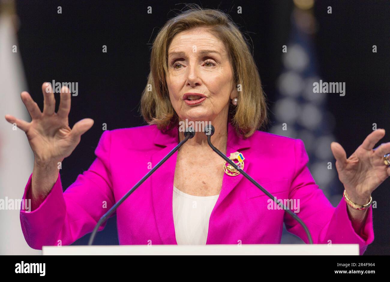 Los Angeles, California, USA. 27th May, 2023. NANCY PELOSI speaks at ...