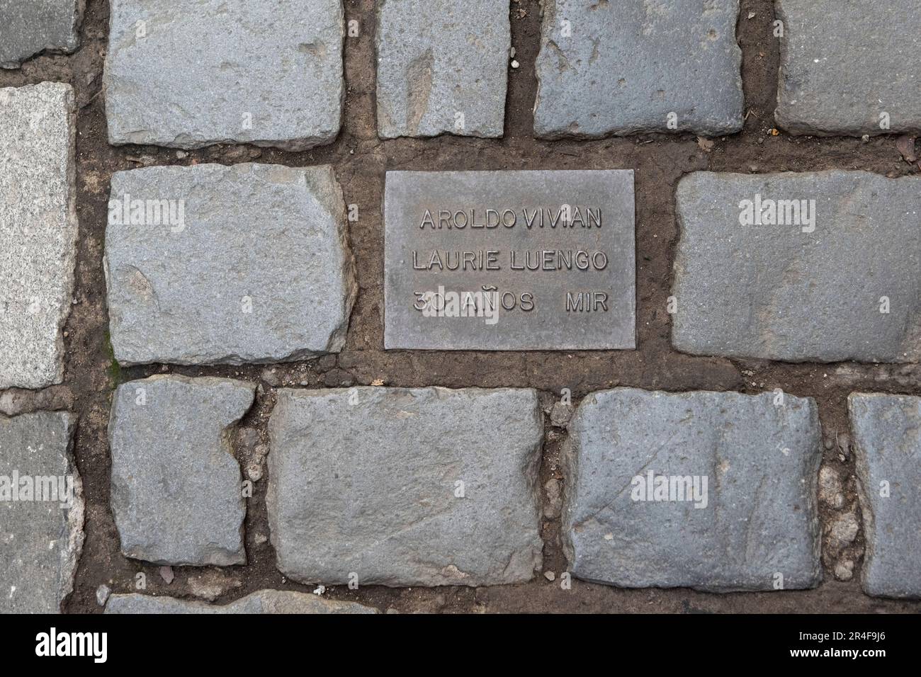Memorial site at the stone floor outside Londres 38 (previously a ...