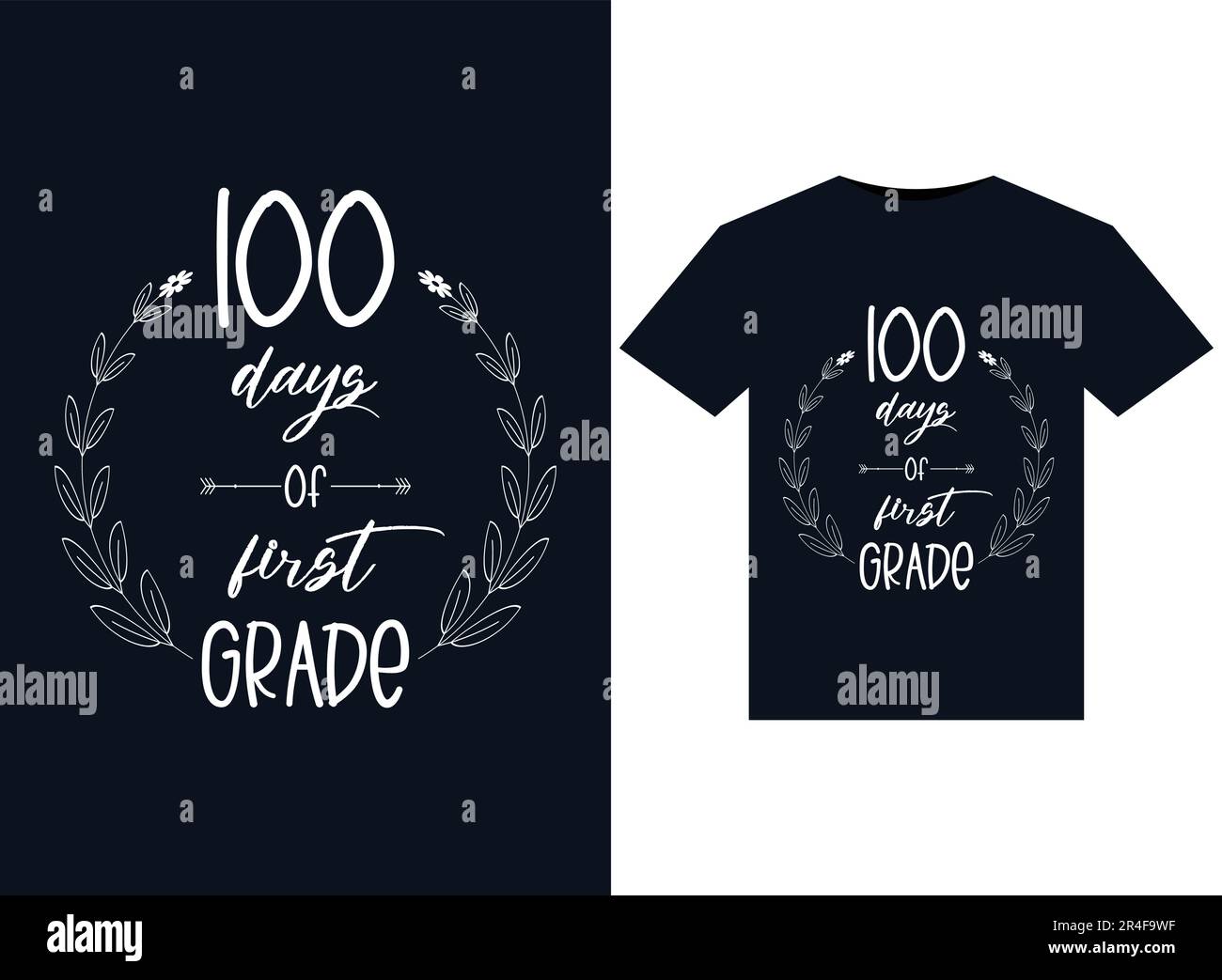 100 Days Of School first Grade illustrations for print-ready T-Shirts ...