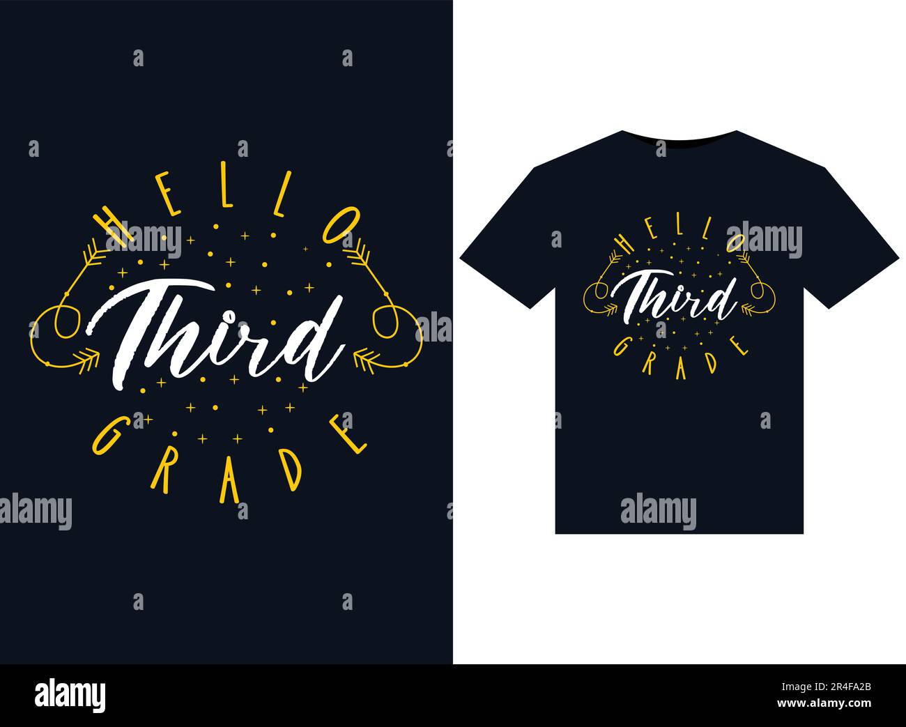 hello 3rd Grade illustrations for print-ready T-Shirts design Stock ...