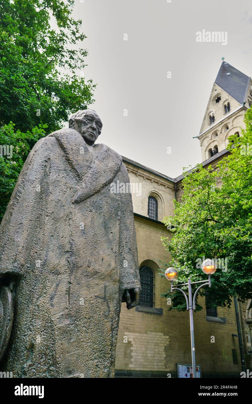 Statue of former German Chancellor Conrad Adenauer outside a church in ...