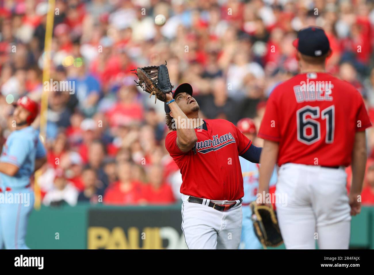 CLEVELAND, OH - MAY 27: Cleveland Guardians first baseman Josh Naylor ...