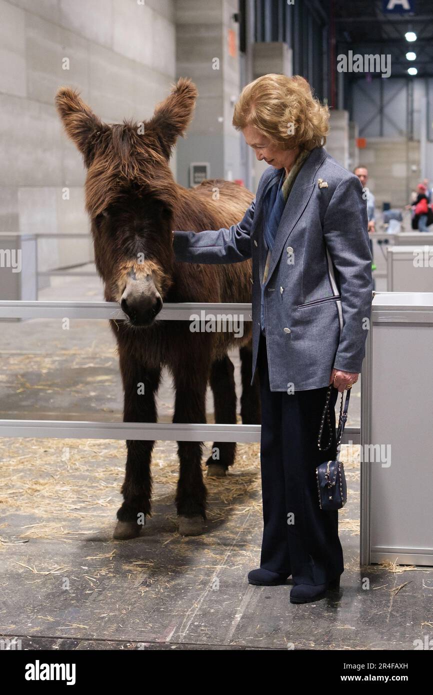 Madrid, Spain. 27th May, 2023. Queen Sofía of Spain visits the Donkeys ...