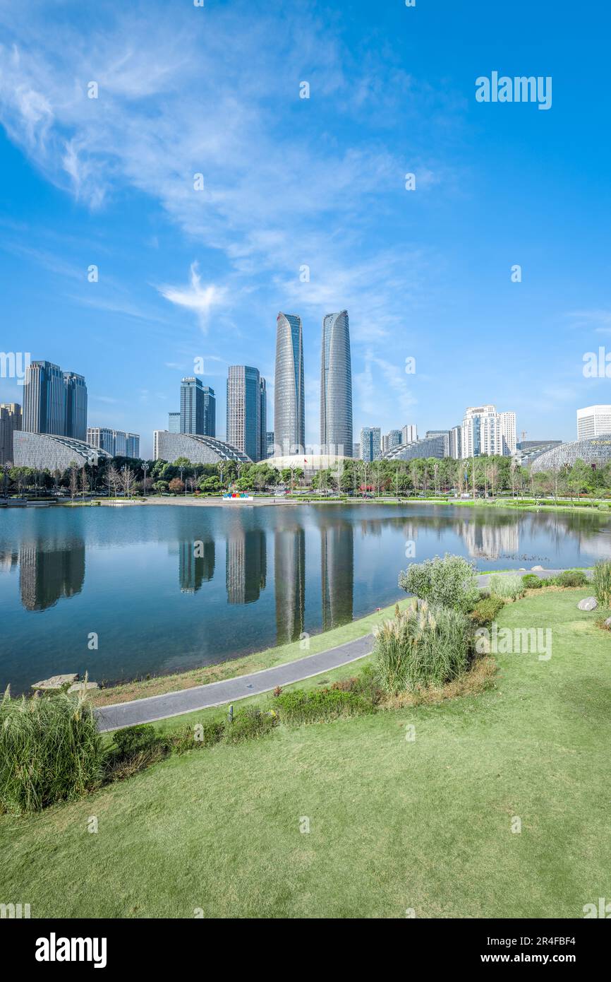 Aerial view downtown cityscape chengdu hi-res stock photography and ...