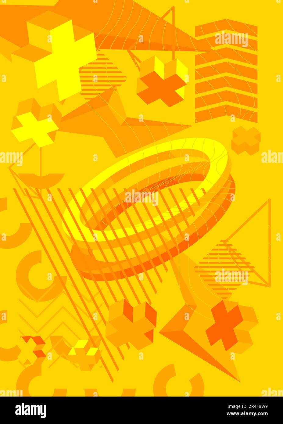 Yellow simple geometric vector banner, poster. Vibrant old geometrical ...