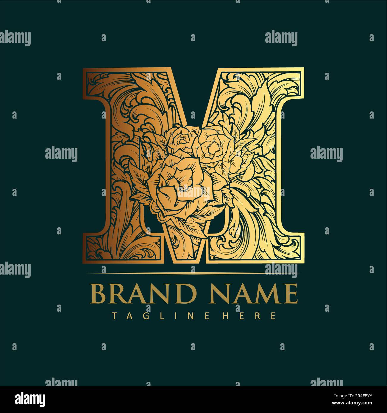 Monogram letters initial old engraving letter M illustrations vector ...