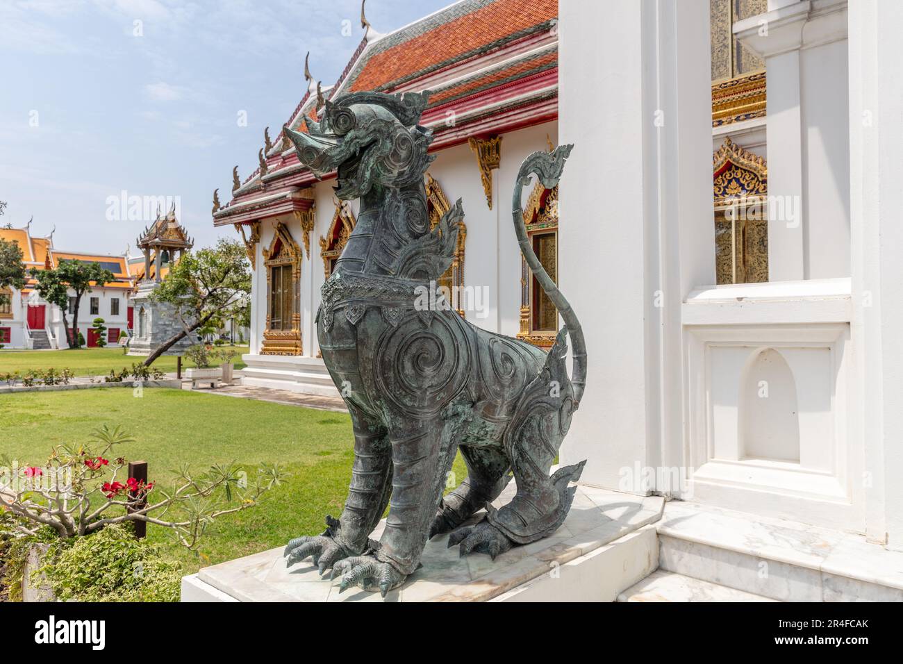 Statue of mythical creature Kraisorn Jumlang at Wat Benchamabophit ...