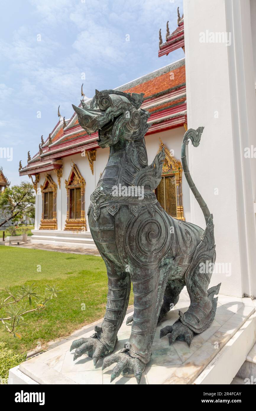 Statue of mythical creature Kraisorn Jumlang at Wat Benchamabophit ...