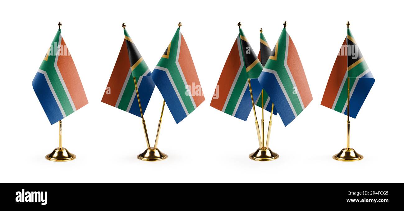 Small national flags of the South Africa on a white background Stock ...