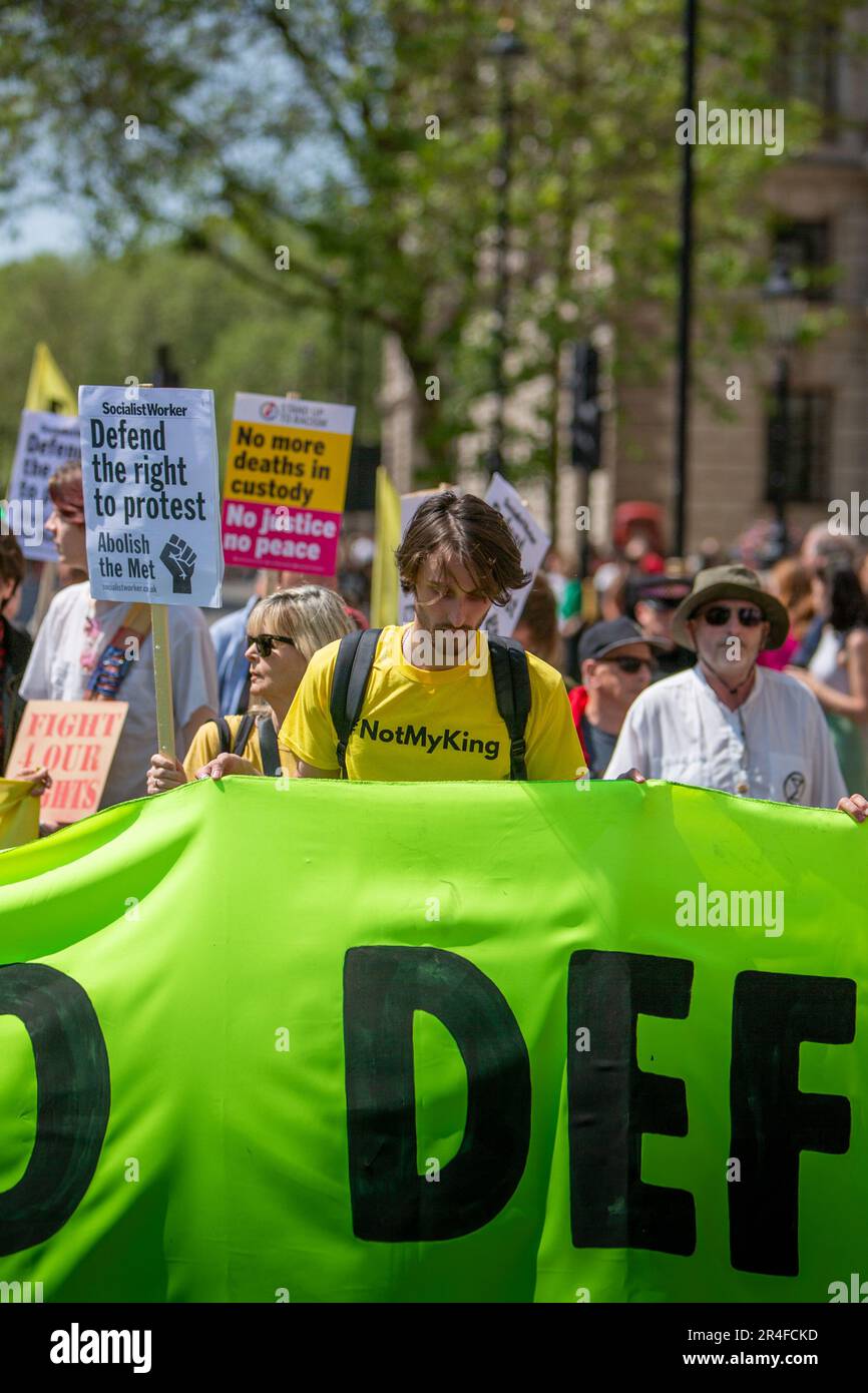 London, UK. 27th May, 2023. Many groups gather together to protest the ...