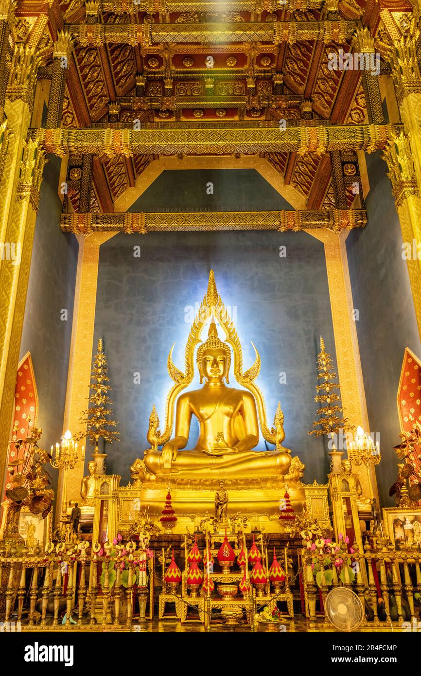 Buddha statue in ubosot (ordination hall) of Wat Benchamabophit ...