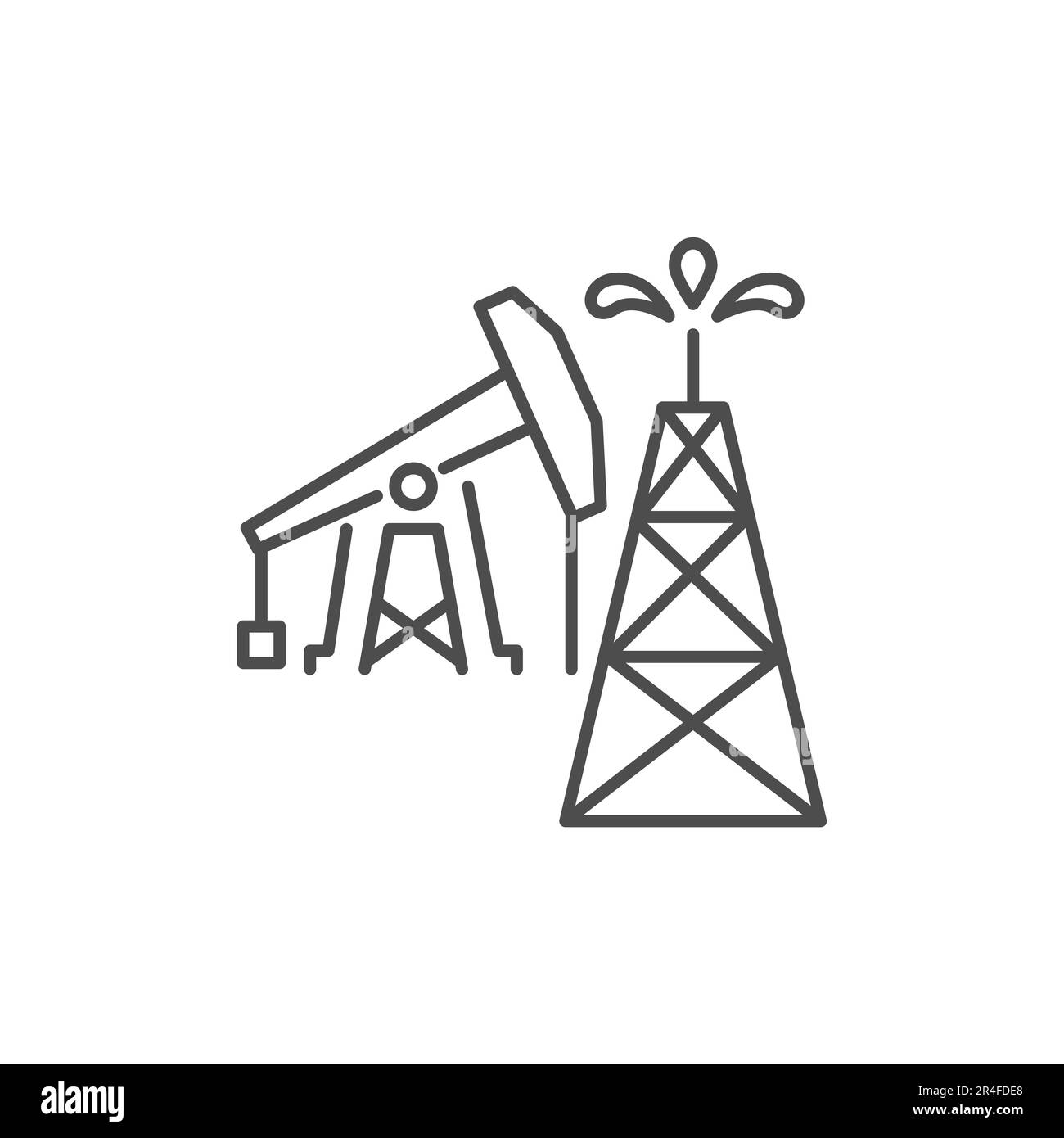 Oil rig and pump related vector linear icon. Isolated on white ...