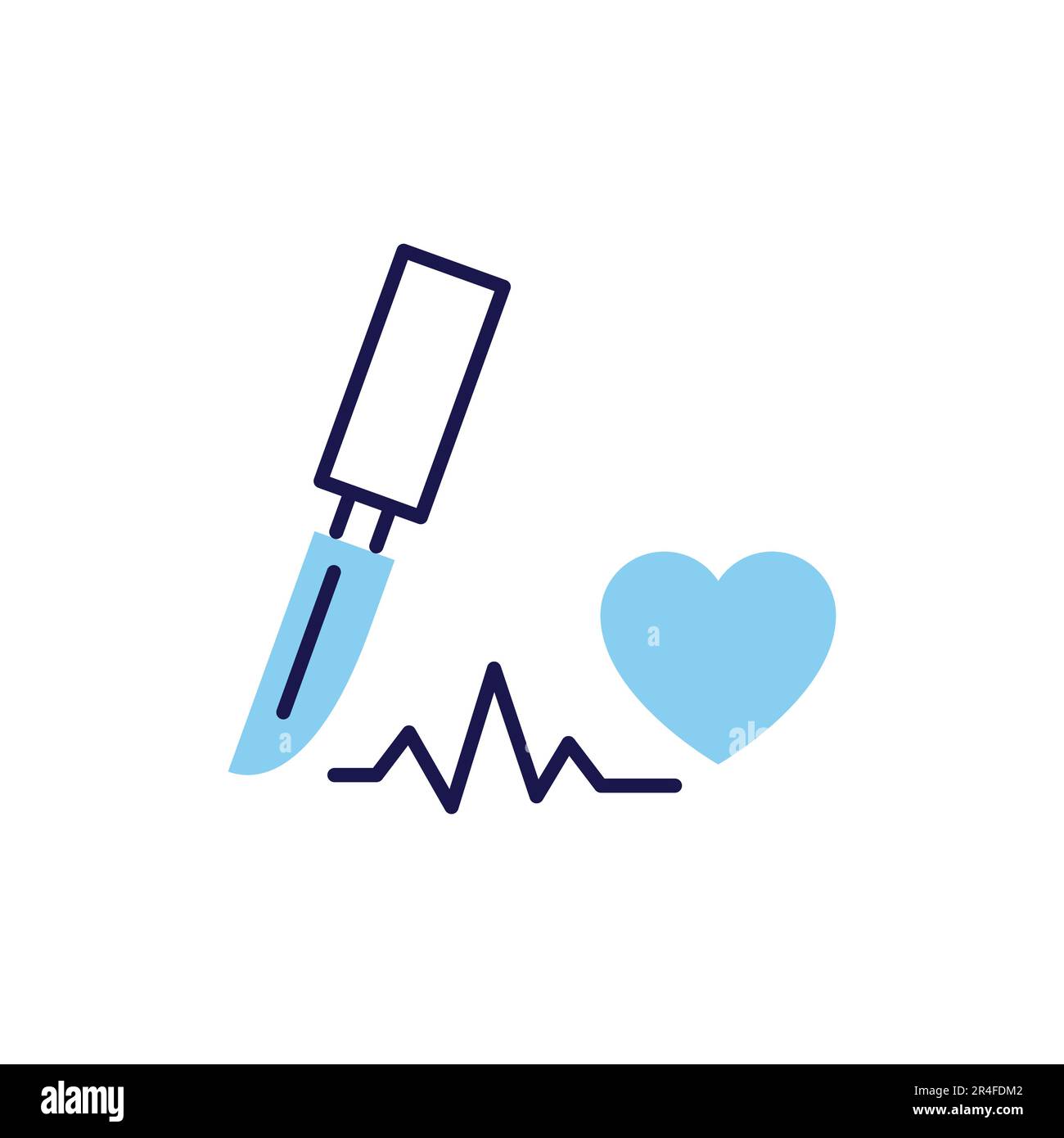 Cardio Surgery related vector line icon. Scalpel, heart. Isolated on ...