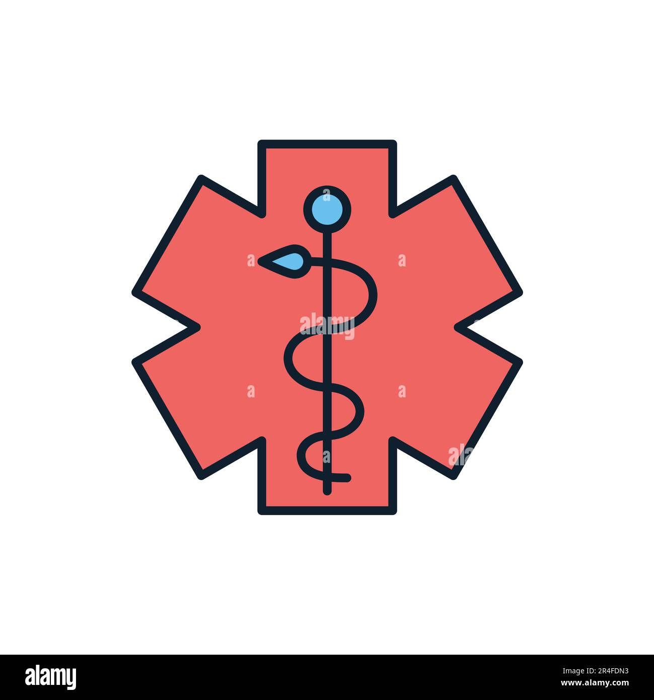 Emergency Star related vector line icon. Isolated on white background ...