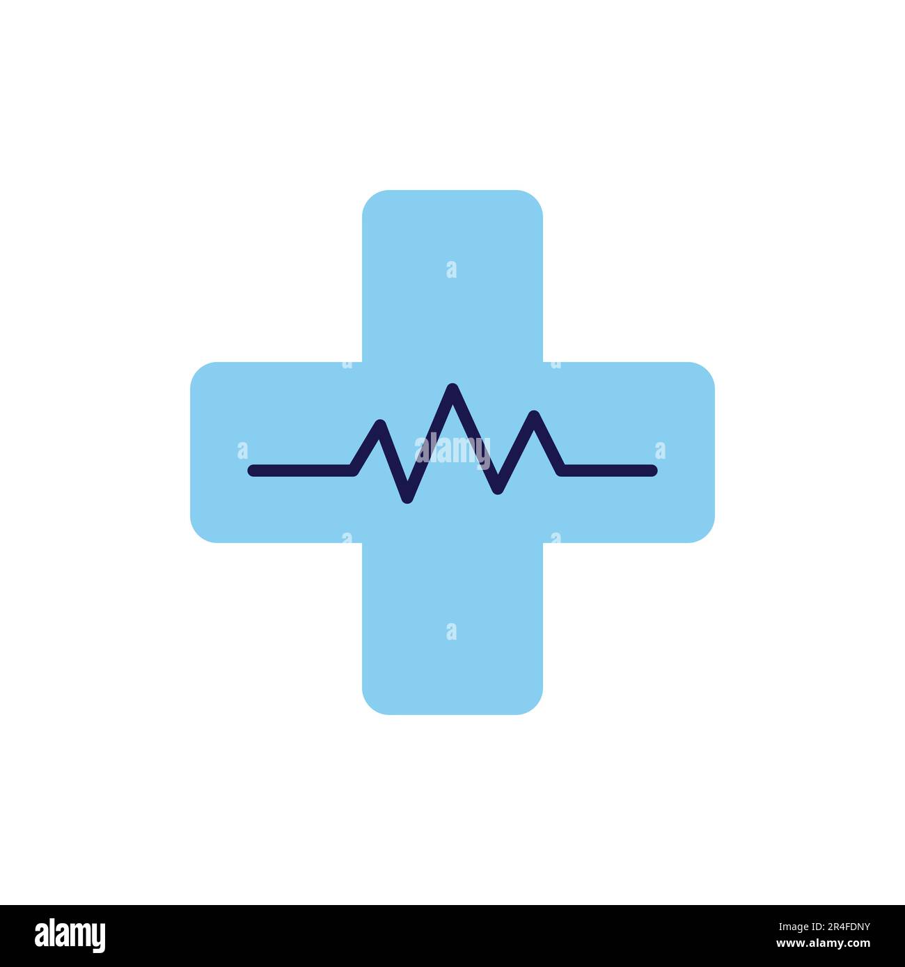 Medical Cross related vector line icon. Heartbeat. Isolated on white ...