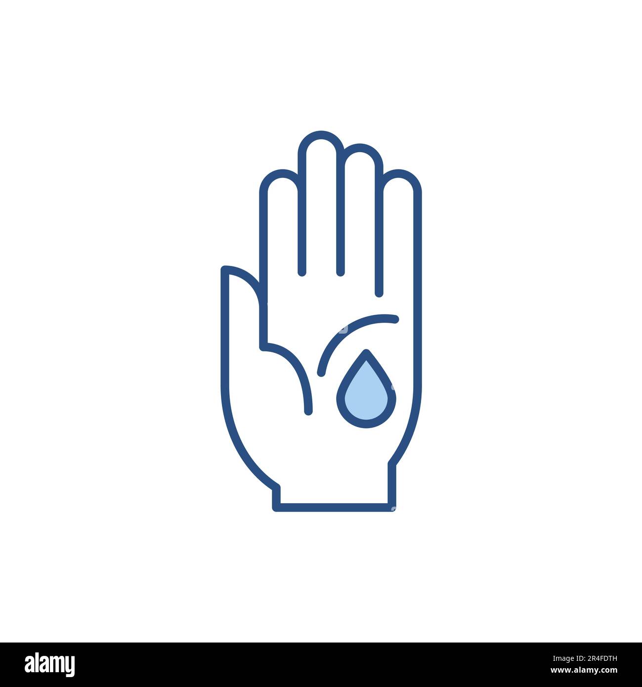 Wound related vector line icon. Hand, drop, blood, palm. Isolated on ...