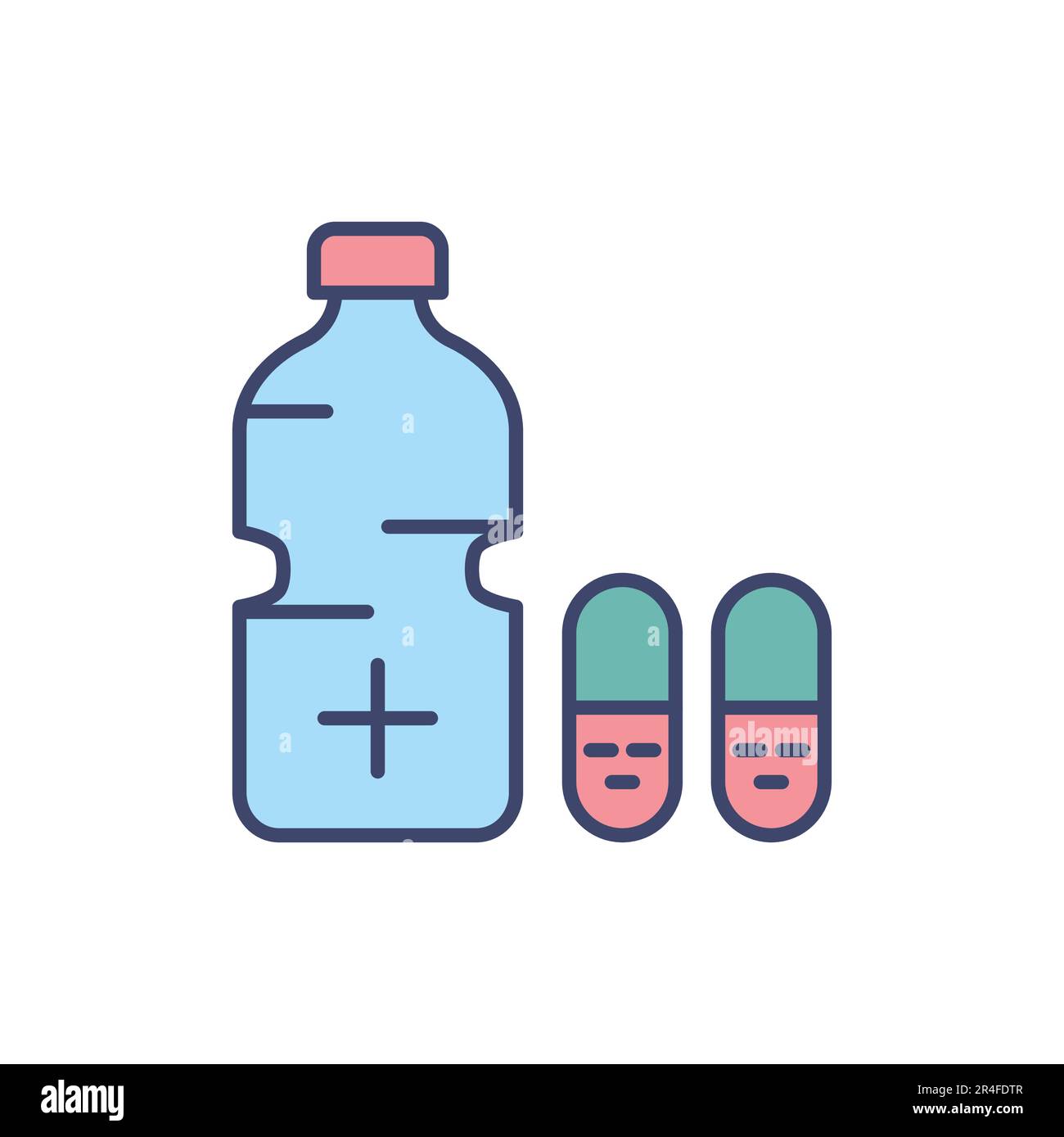 Medical Bottle related vector line icon. Pills, water. Isolated on ...