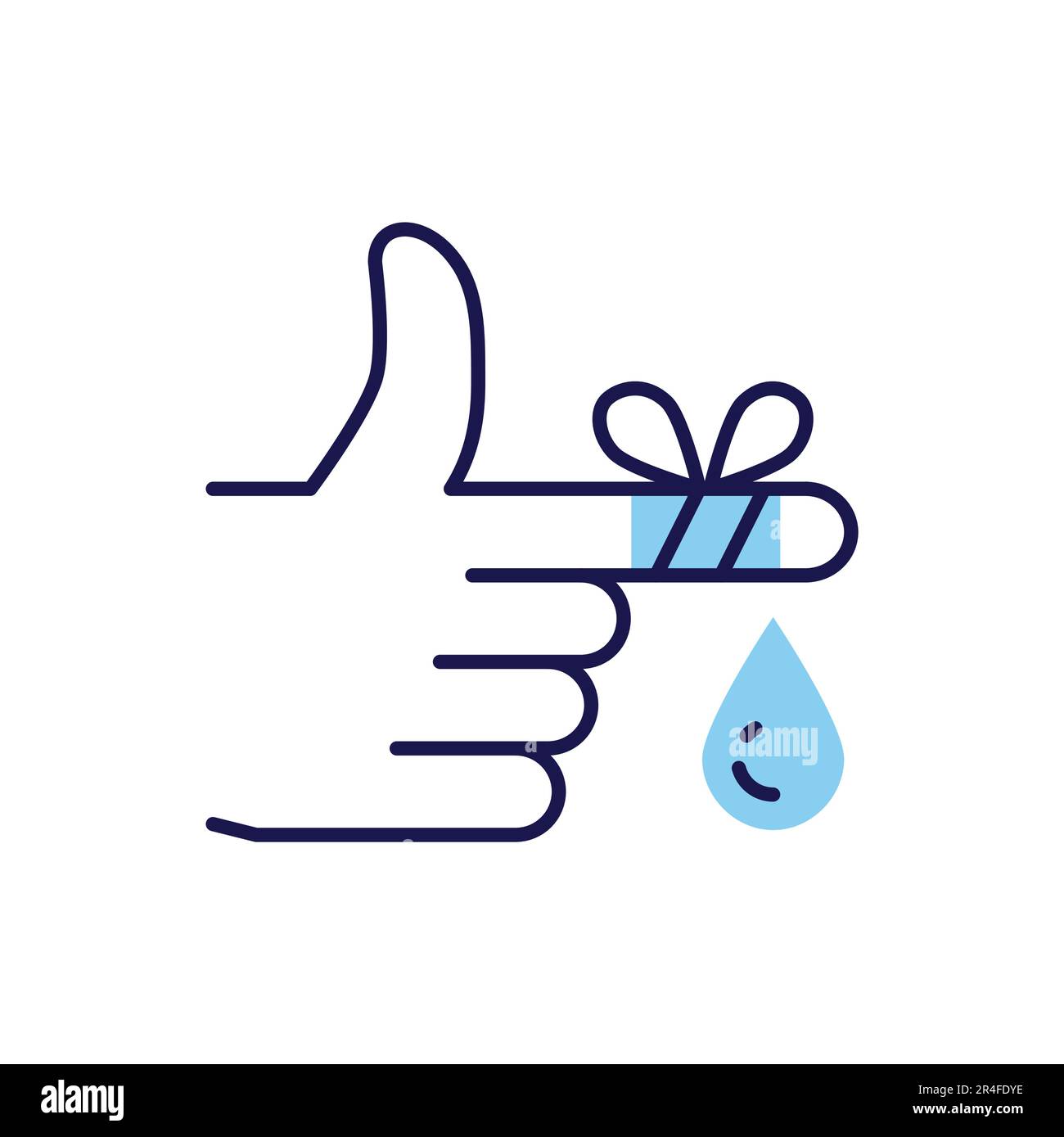 Injured Finger related vector line icon. Hand, drop, bandage. Isolated ...