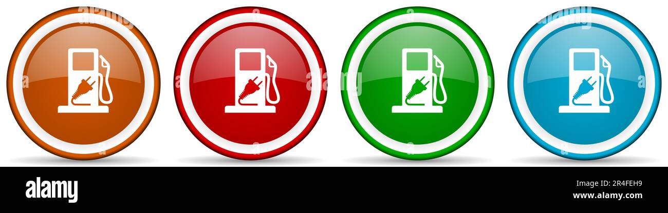 Fuel glossy icons, set of modern design buttons for web, internet and ...