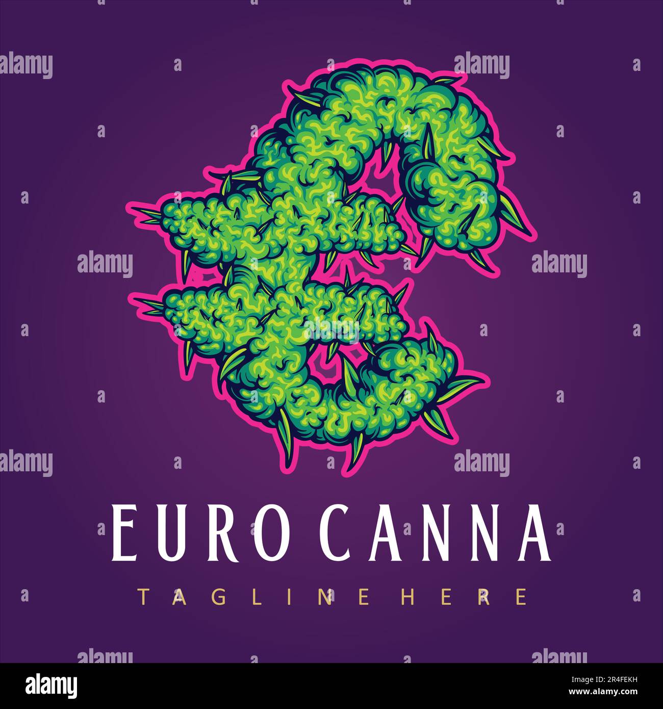 Cannabis typeface letter hemp buds letter illustrations vector ...