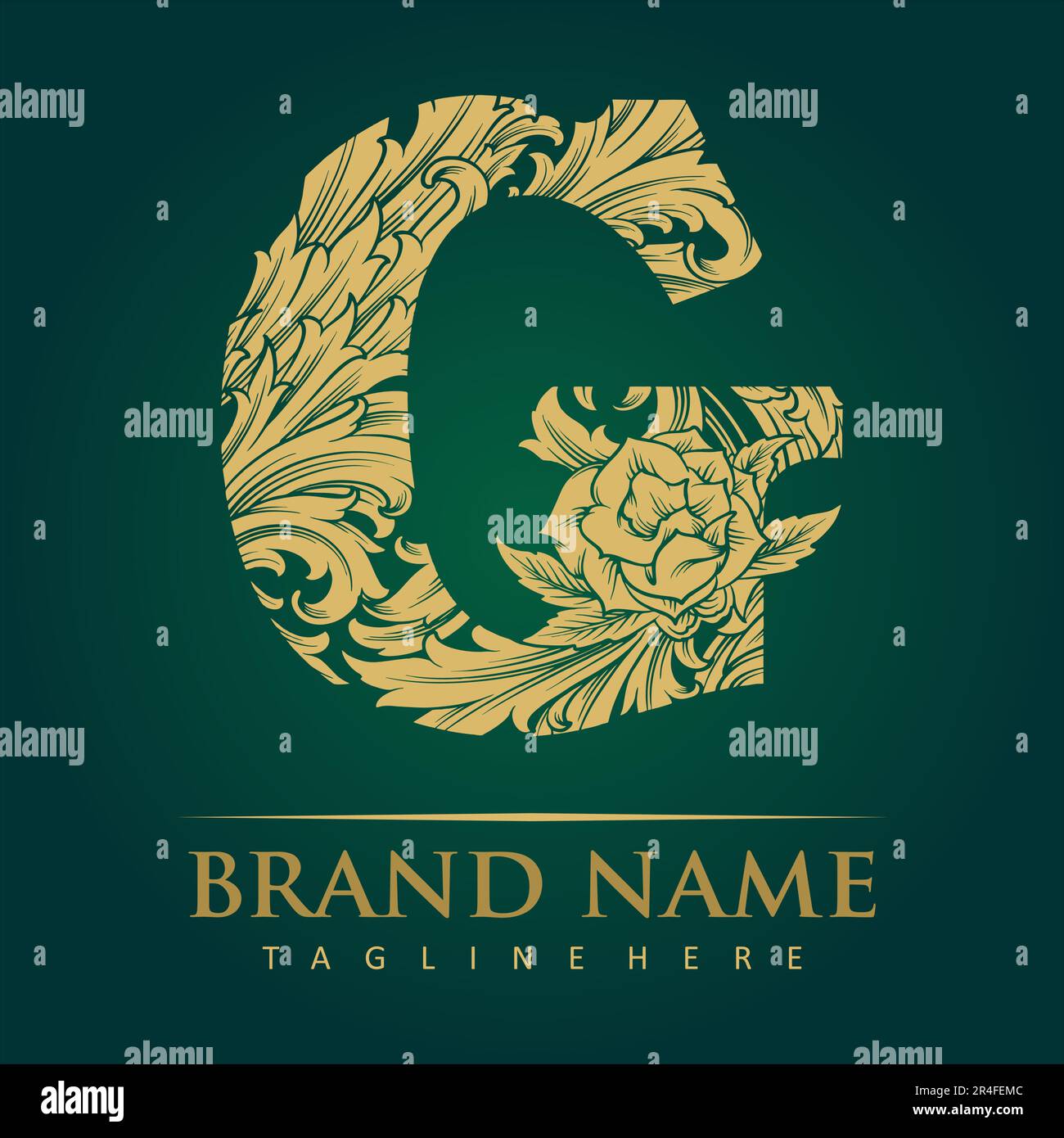 Monogram letter royal engraved ornament initial G illustrations vector ...