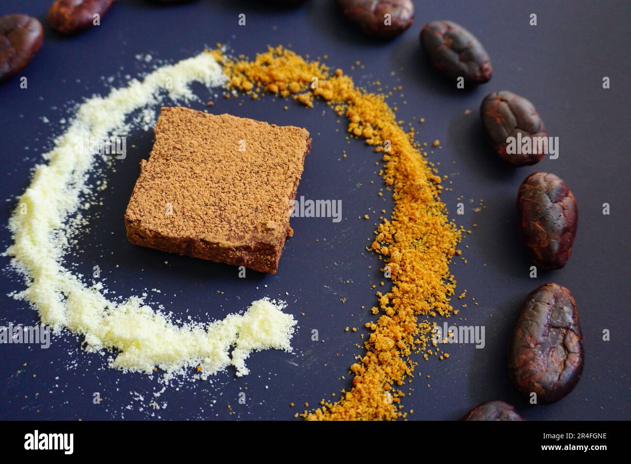 Artistic artisan premium chocolate bar made with cacao, milk and ...