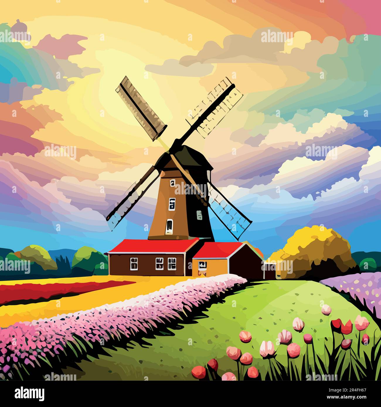 Row of tulips Stock Vector Images - Alamy
