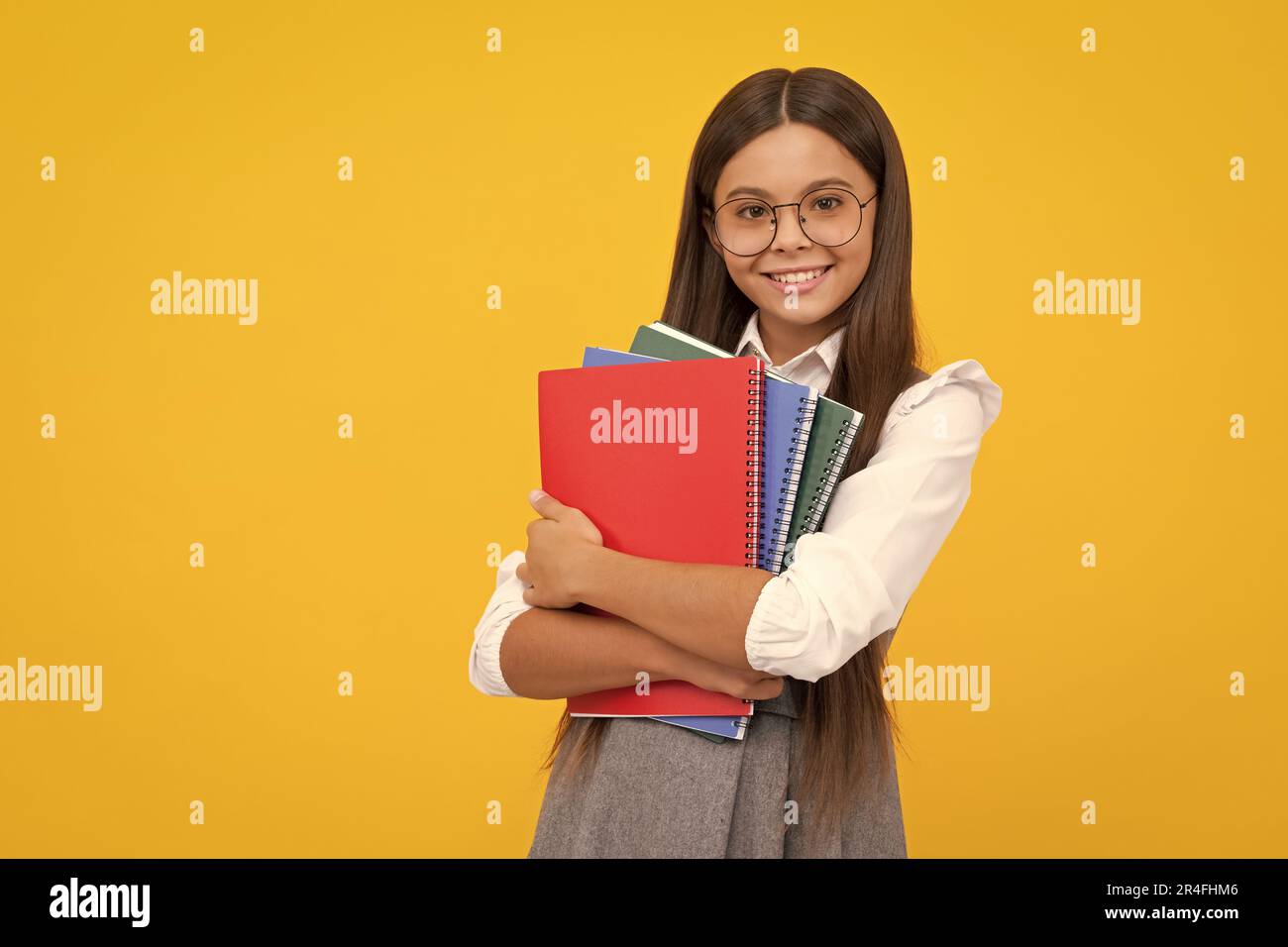 Teenager school girl study with books. Learning knowledge and kids ...